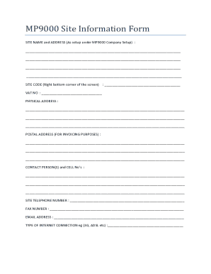 Fillable Online MP9000 Site Information Form Fax Email Print - pdfFiller