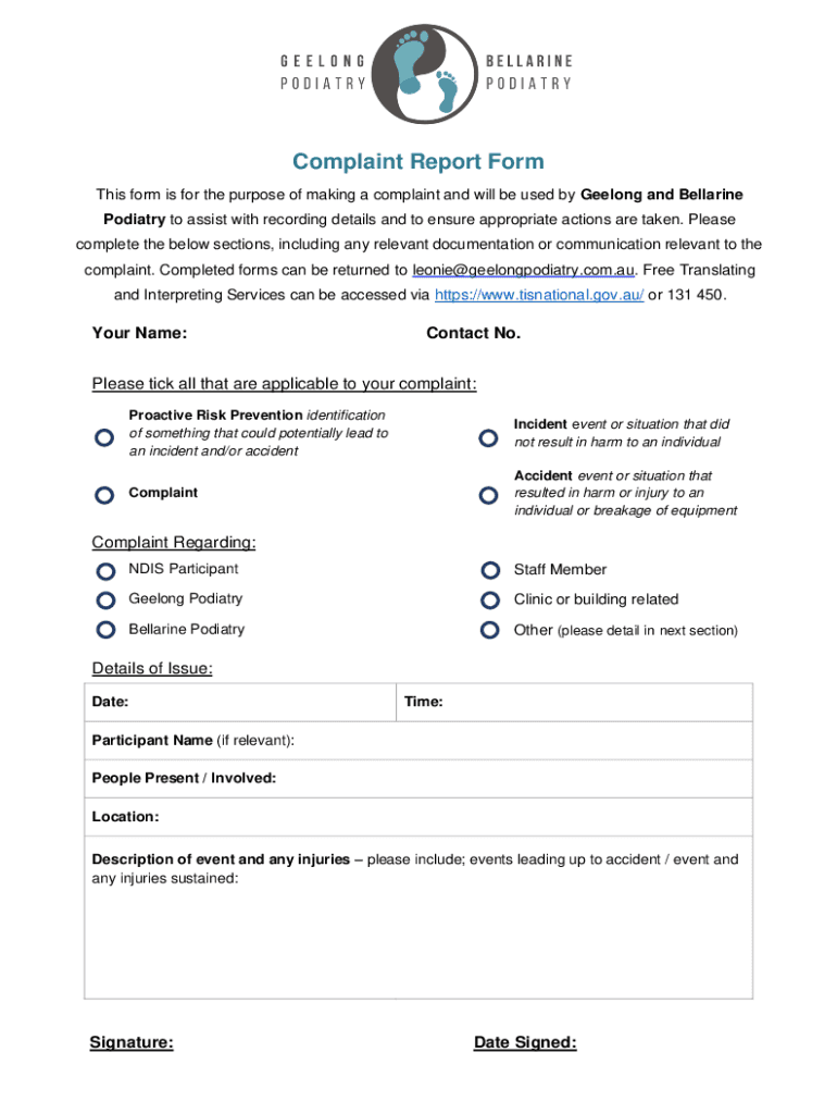 Fillable Online Incident and Complaints Management Procedure Fax Email ...
