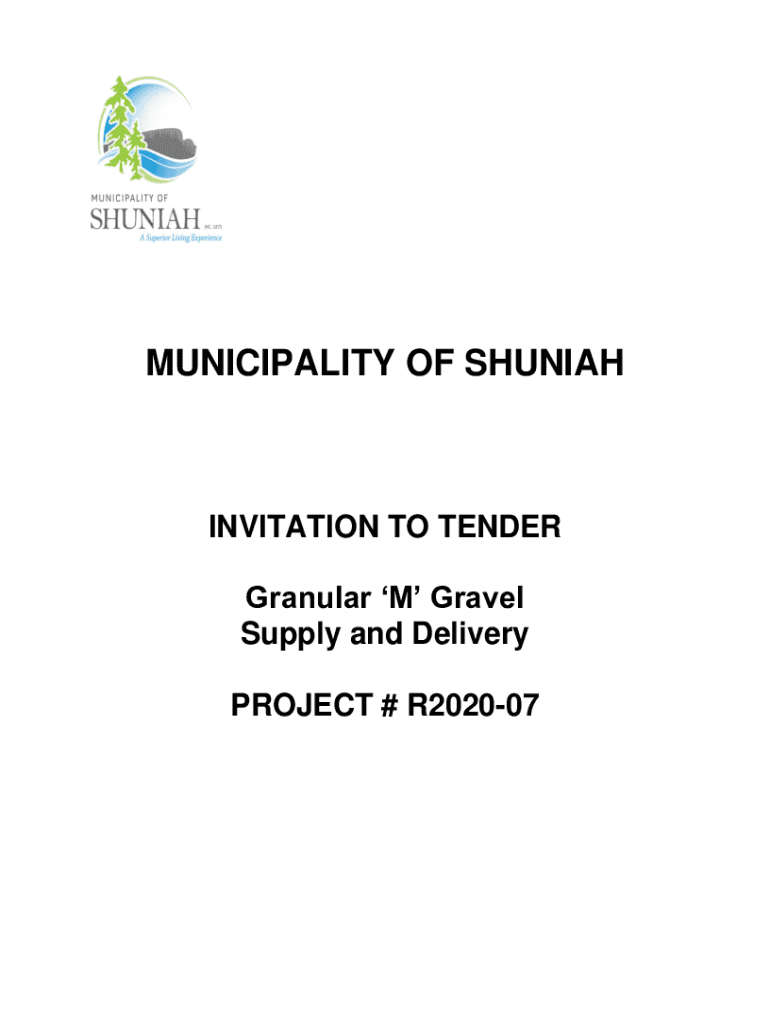 Fillable Online INVITATION TO TENDER Granular 'M' Gravel Supply and ...