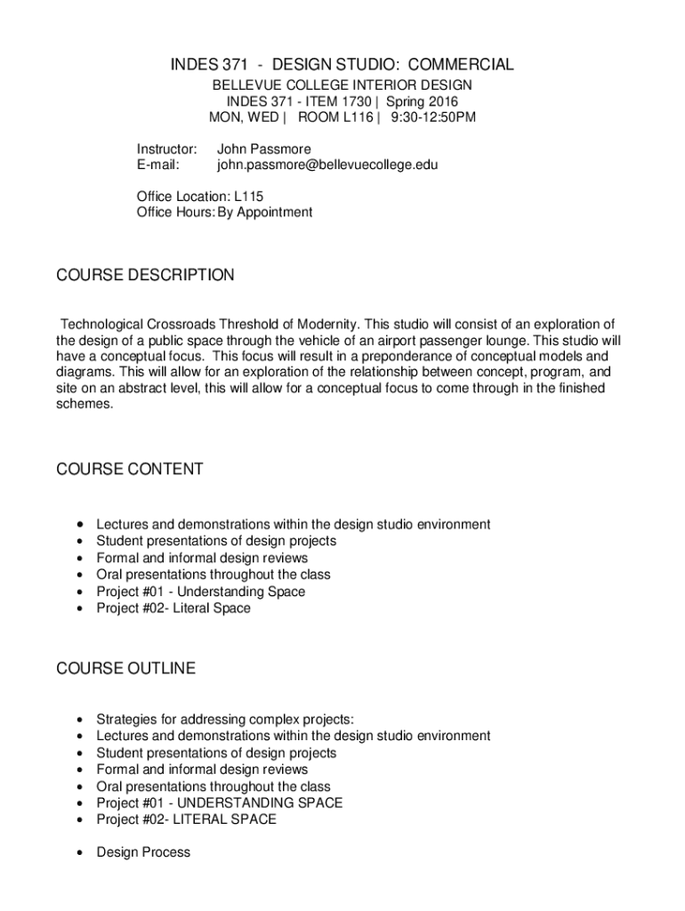 Fillable Online Syllabus Template - Bellevue College Fax Email Print ...
