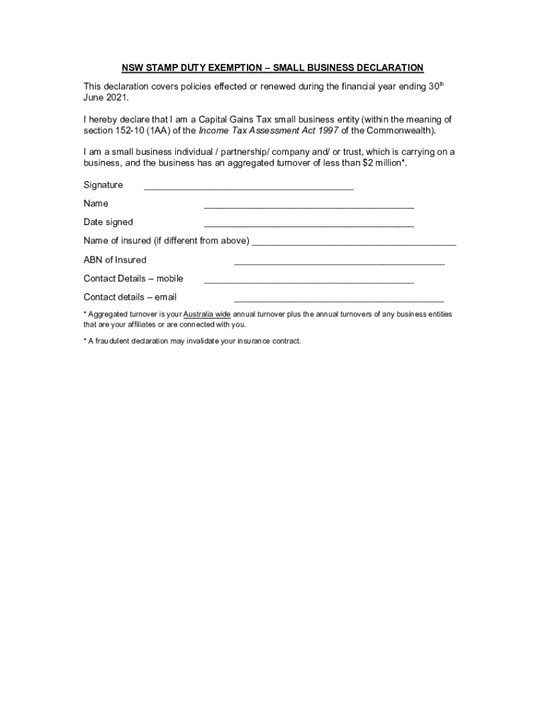 Fillable Online NSW STAMP DUTY EXEMPTION - Protecsure Fax Email Print ...