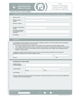 Fillable Online producer statement ps3emergency lighting installation ...