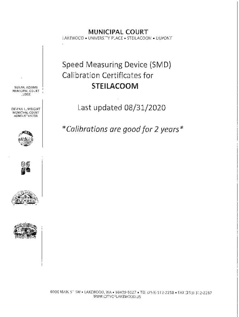 Fillable Online Speed Measuring Device Certificates - City of Lakewood ...