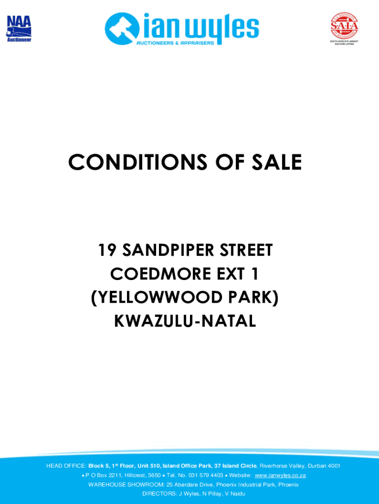 Fillable Online 19 sandpiper street, yellowwood park durban, kwazulu ...