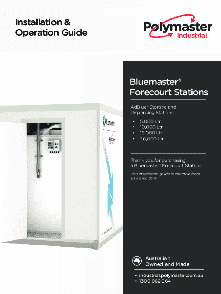 Fillable Online Installation & Operation Guide Bluemaster Forecourt ... Fax Email Print - pdfFiller