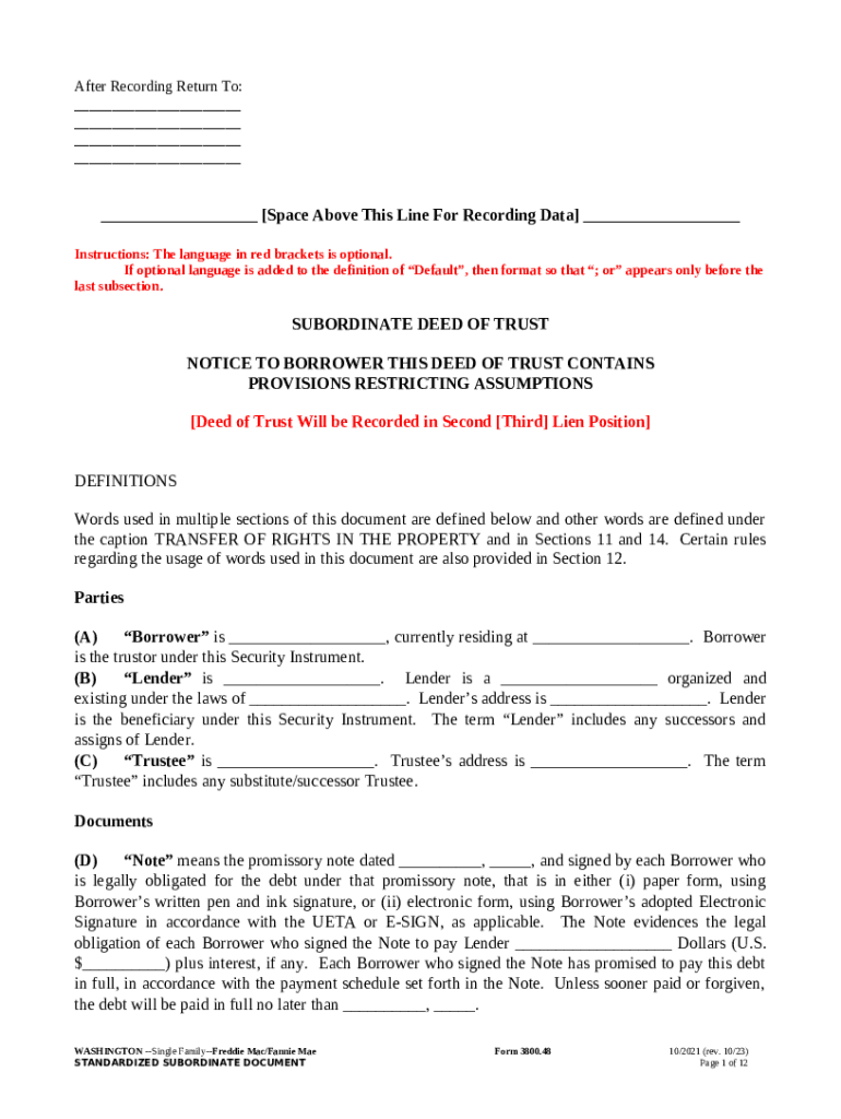 Washington - Master Deed of Trust Title Pagedocx Doc Template | pdfFiller