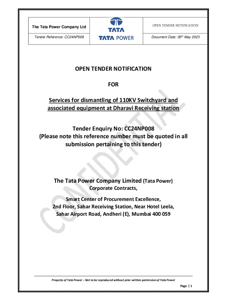 Fillable Online OPEN TENDER NOTIFICATION FOR Design, engineering ...