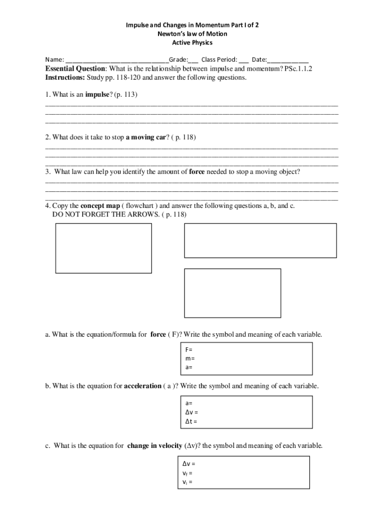 Fillable Online Is the impulse momentum relationship related to Newton ...