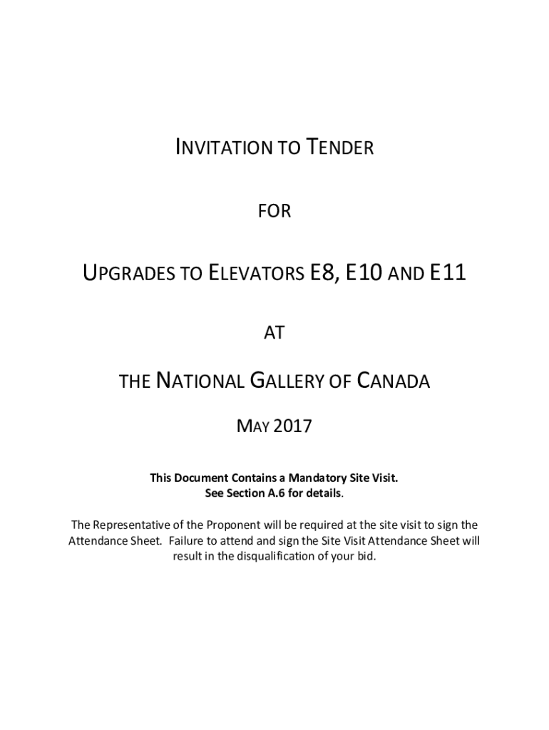 Fillable Online ITT - Upgrades to Elevators E8, E10, and E11 - Tender ...