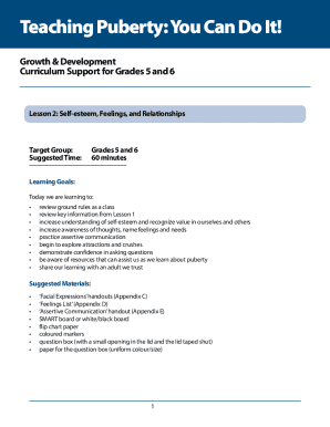 Fillable Online Grade 4 Puberty Changes - Lesson Plans Fax Email Print ...