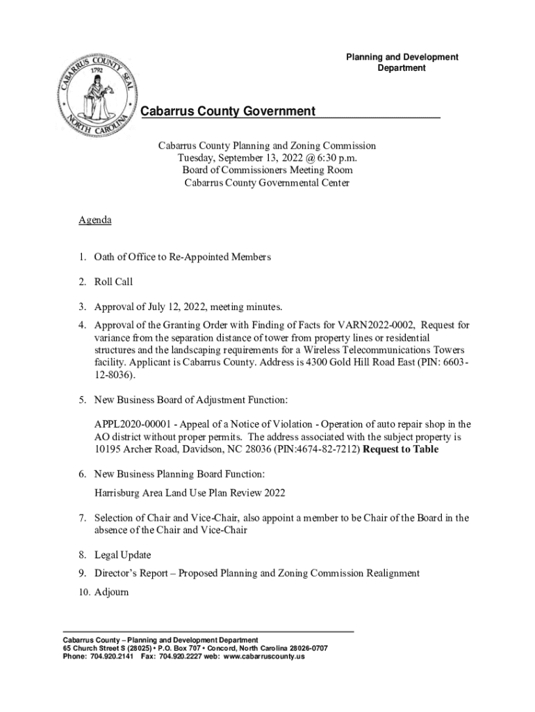 Fillable Online Cabarrus County Planning and Zoning Commission Fax Email Print - pdfFiller