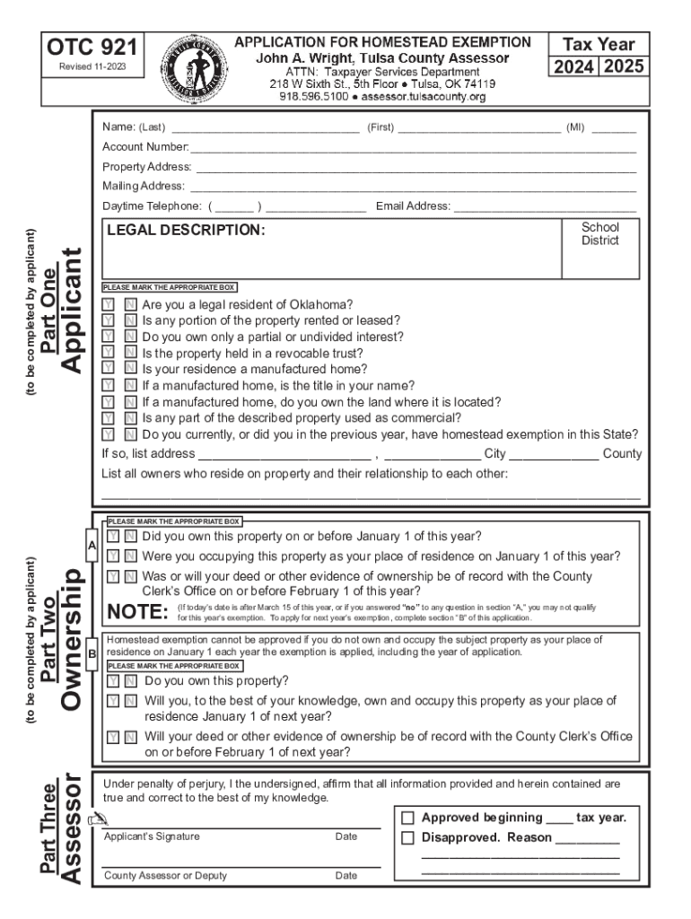 2024 Form OK OTC 921 - Tulsa County Fill Online, Printable, Fillable ...