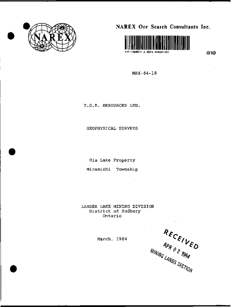 Fillable Online GEOPH SURS OLA L PROP. MAGNETOMETER Fax Email Print ...