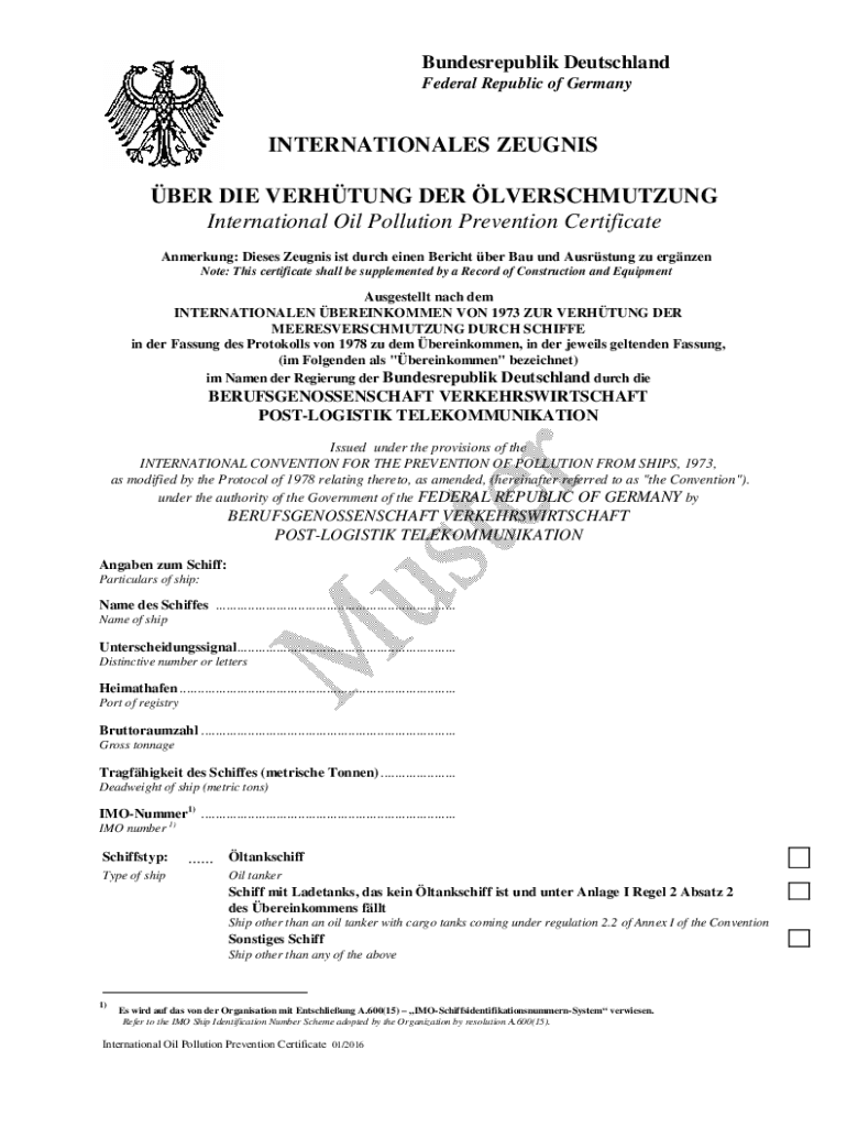 Fillable Online International Oil Pollution Prevention Certificate Fax ...