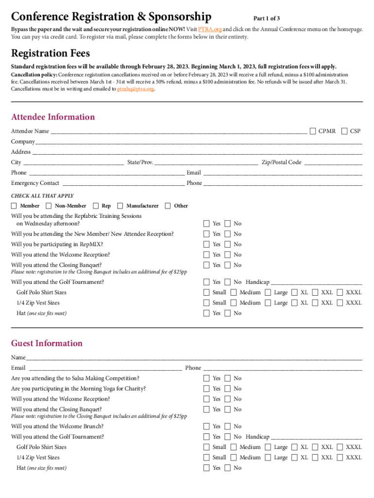 Fillable Online PTRA 51st Annual Conference Fax Email Print - pdfFiller