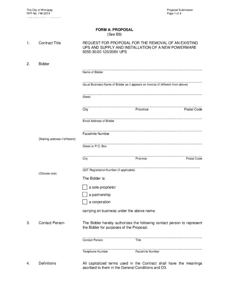 Fillable Online Template Version: Cr120140711 - Construction RFP Fax ...