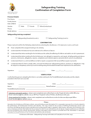 Fillable Online brisbanecatholic org Mandatory safeguarding and child ...