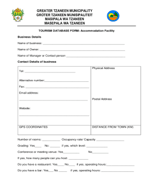 Fillable Online TOURISM DATABASE FORM Tourism Services Fax Email Print ...