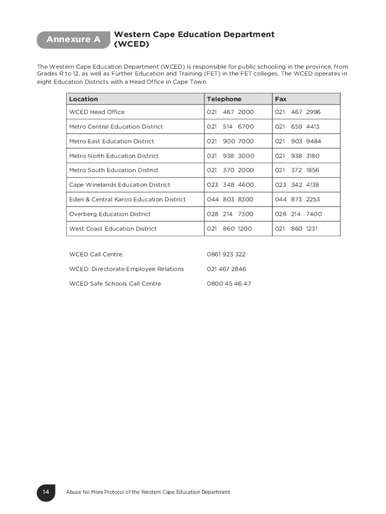 Fillable Online Head Office - Western Cape Education Department Fax ...
