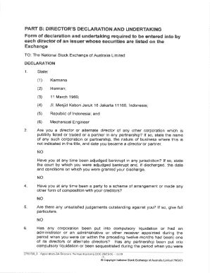 Fillable Online Form of declaration and undertaking required to be ...