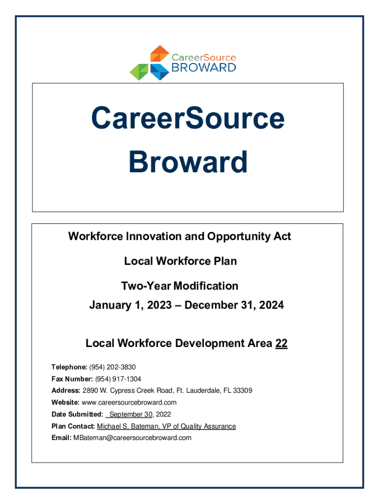 Fillable Online Local Workforce Services Plan Two-Year Modification Fax ...