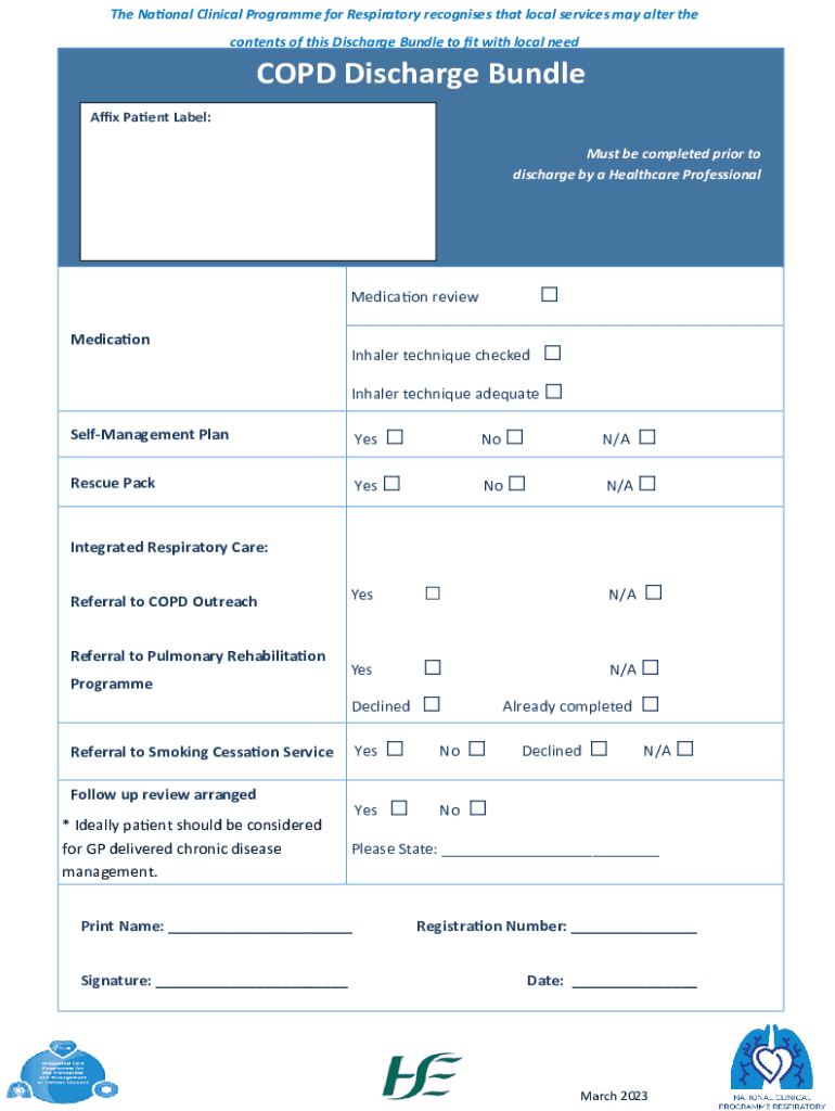 Fillable Online Quality statement 8: Hospital discharge care bundle ...