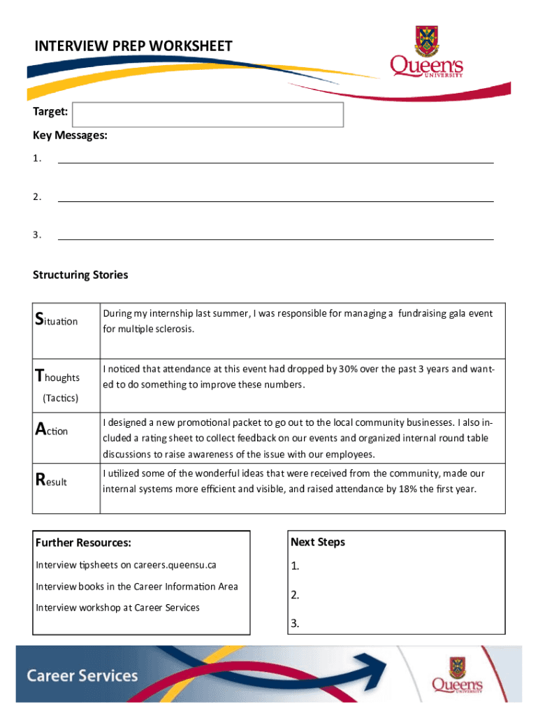Fillable Online INTERVIEW PREP WORKSHEET Fax Email Print - pdfFiller