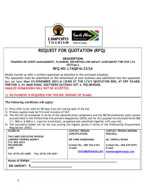 Fillable Online Request For Quotation events Fax Email Print - pdfFiller