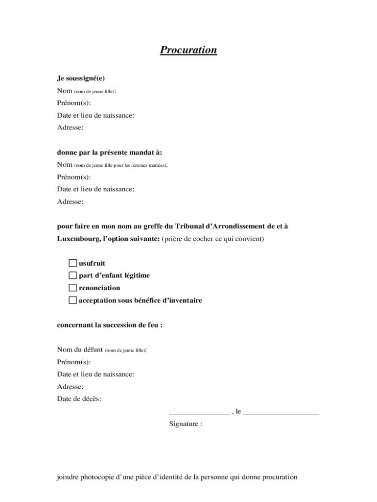 Remplissable En Ligne justice public Formulaire procuration pour option ...
