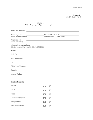 Ausfüllbar Online Anlage 6 Tier-LMHV (zu9 Abs. 1 Satz 2 Nr. 1 ) Muster ... Fax Email Drucken ...