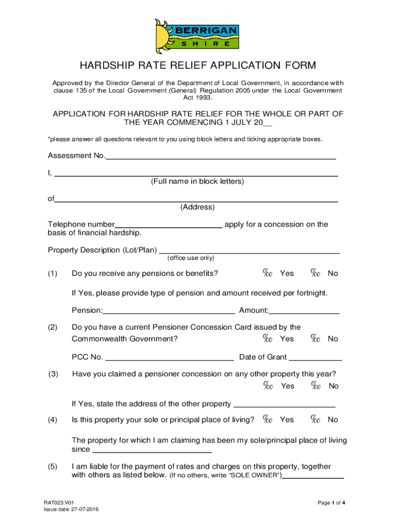 Fillable Online Department of Local Government - Pensioner Concession ...