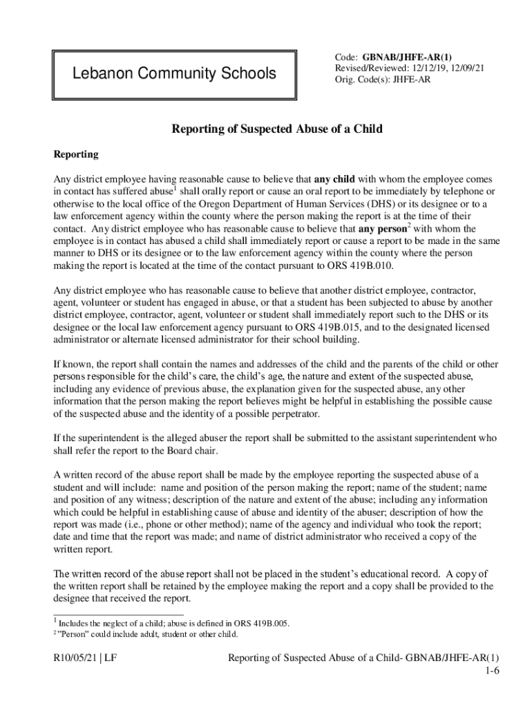 Fillable Online Identifying and Reporting Child Abuse and Maltreatment ...