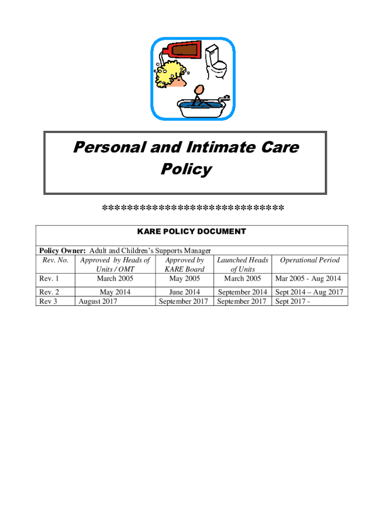 Fillable Online Intimate care policy and plan: model and examples Fax ...