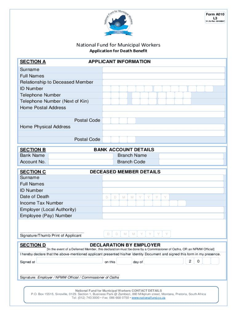 Fillable Online Welcome to National Fund for Municipal WorkersNational ...