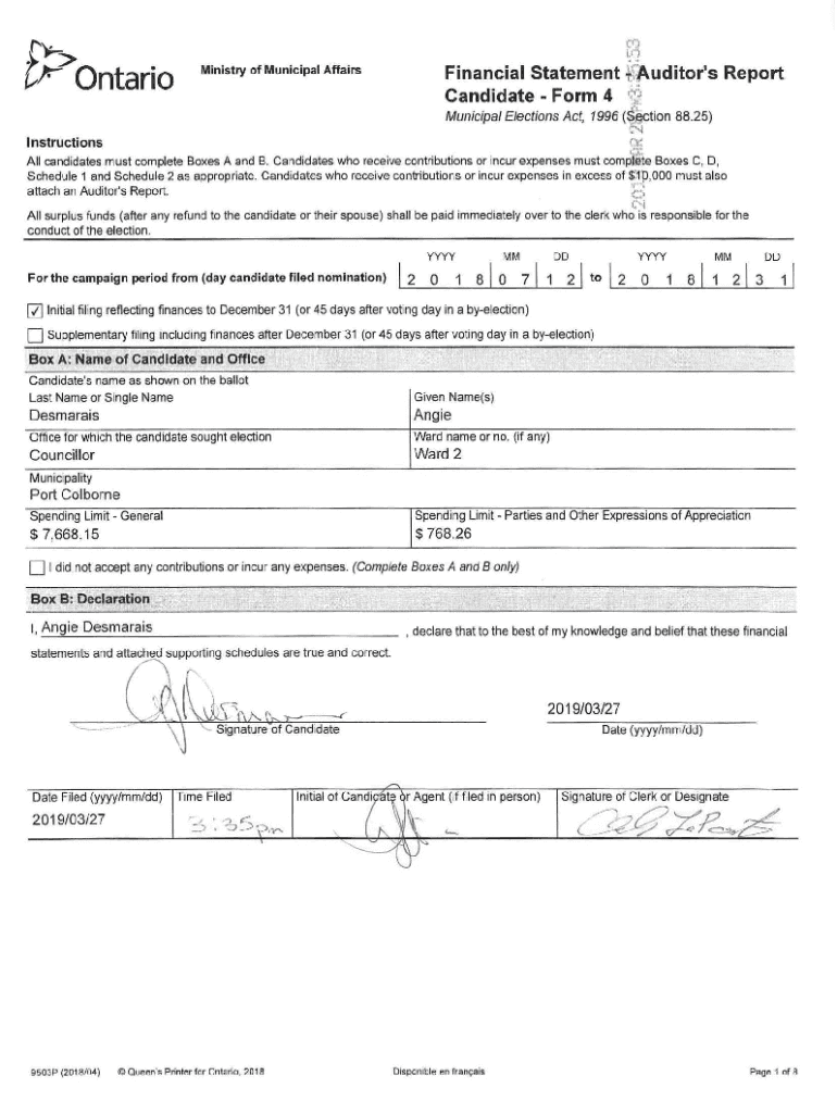 Fillable Online Clerk's Declaration of Official Election Results Municipal ... Fax Email Print ...
