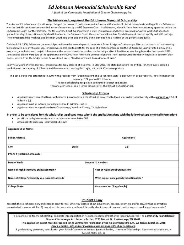 Fillable Online Family & Educators Guide to the Ed Johnson Memorial Fax ...