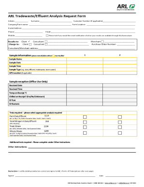 Fillable Online ARL Effluent submission.doc Fax Email Print - pdfFiller