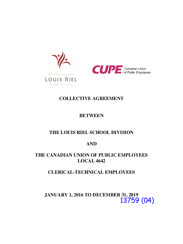 Fillable Online Louis Riel School Division & CUPE 4642 Clerical ...