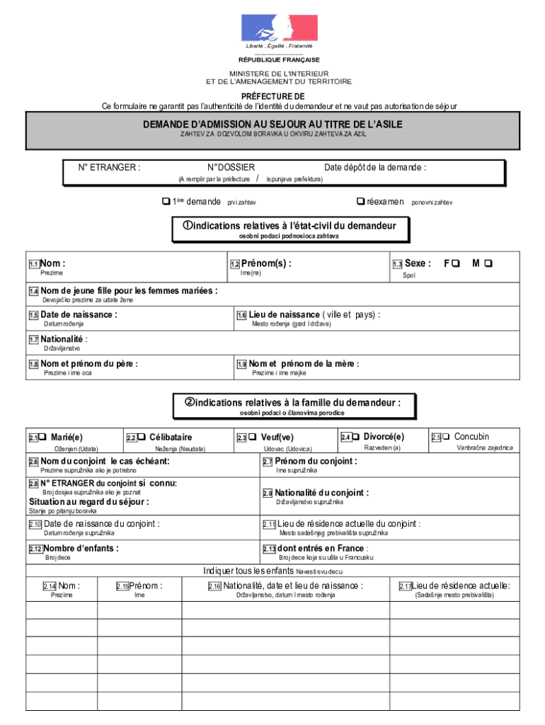 Remplissable En Ligne FORMULAIRE NATIONAL DE DEMANDE DE SEJOURCRO070528.doc Fax Email Imprimer ...
