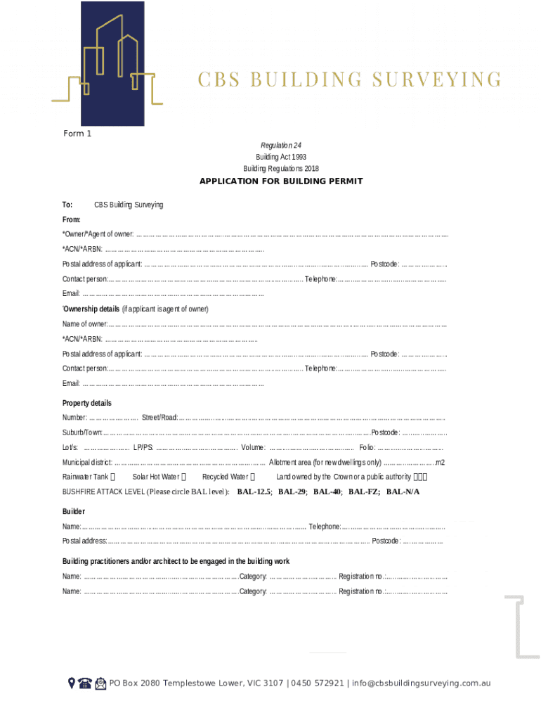 To:CBS Building Surveying Doc Template | pdfFiller