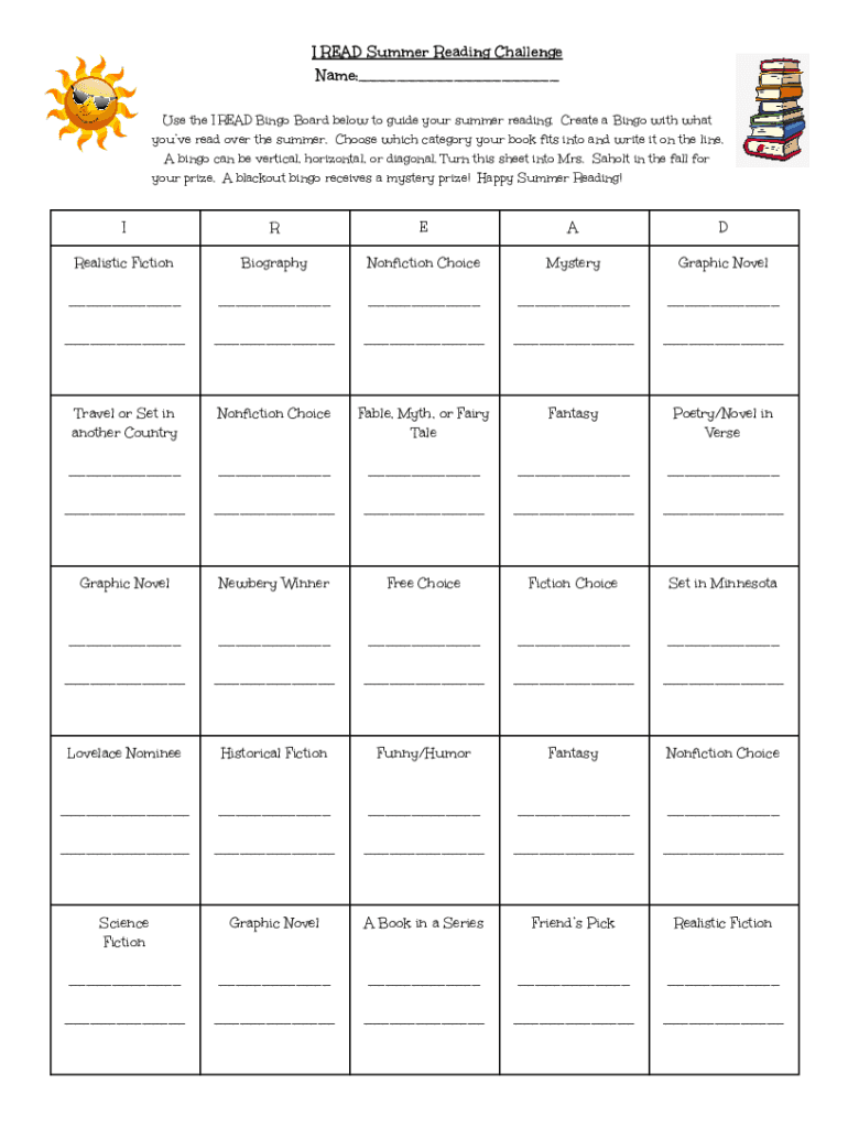 Fillable Online Blue and White Reading Bingo Challenge Worksheet.png ...