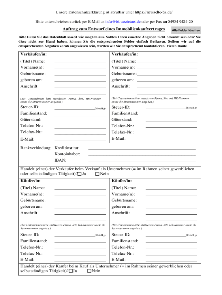 Ausfüllbar Online (Titel) Name: Vorname(n) Fax Email Drucken - pdfFiller