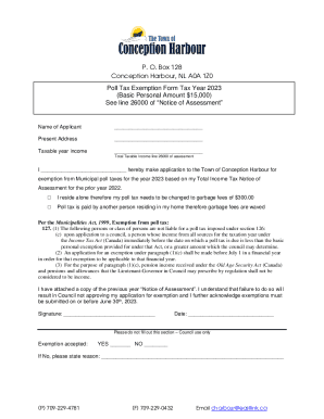 Fillable Online Poll Tax Exemption Form Tax Year 2023 (Basic Personal ...