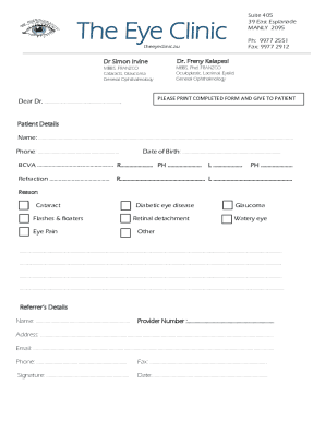 Fillable Online The Eye Clinic Referral Form Fax Email Print - pdfFiller