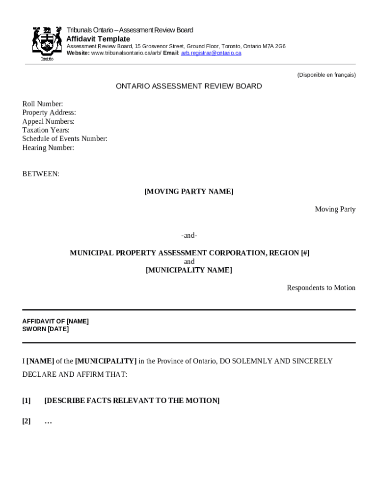 ARB s - Affidavit Template.pdf Doc Template | pdfFiller