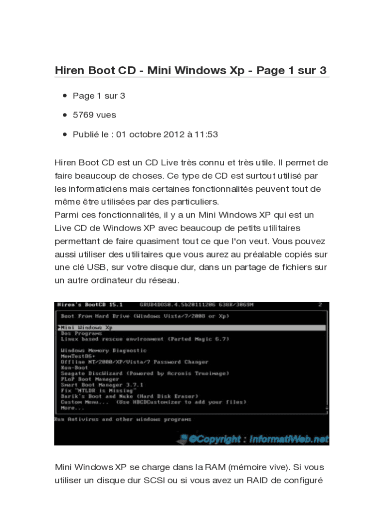 Remplissable En Ligne Hirens Boot Cd And You Part 3 The Mini Xp