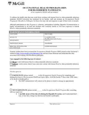 Fillable Online Occupational Health Program Forms Fax Email Print ...