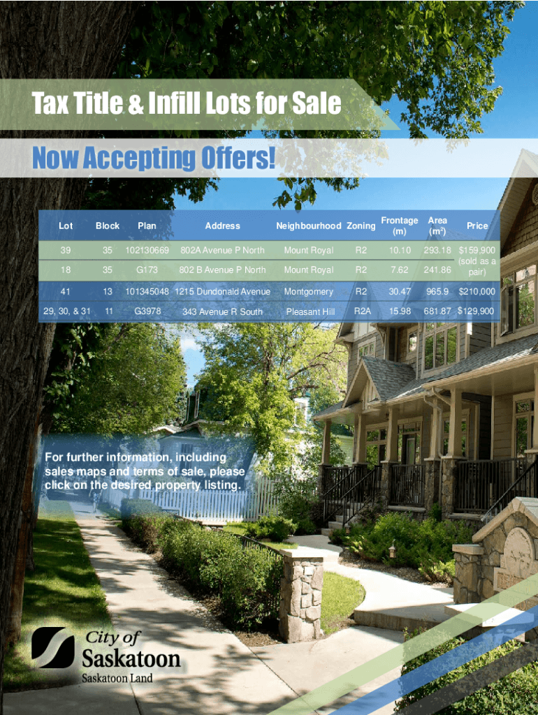 Fillable Online Tax Title & Infill Lots for Sale Now Accepting Offers ...