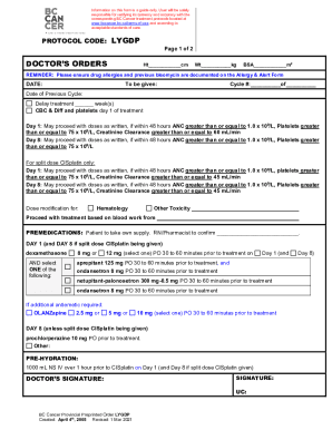 Fillable Online Protocol Code LYGDP Tumour Group Lymphoma ... Fax Email Print - pdfFiller