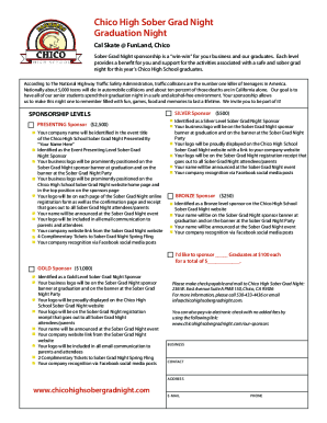 Fillable Online Chico High Sober Grad Night Graduation Night Fax Email ...